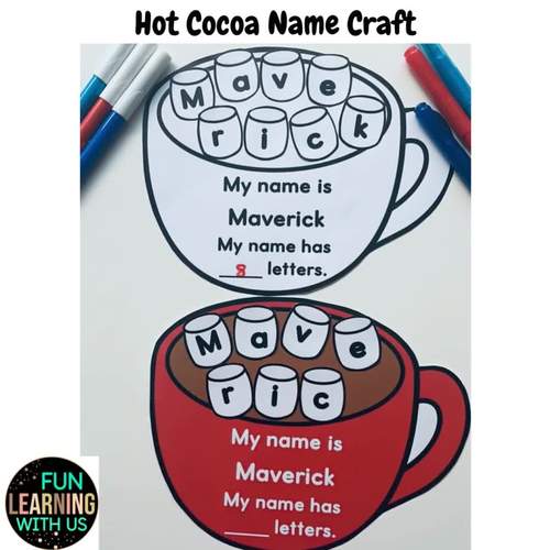 Hot Chocolate Name Crafts | Editable Winter Hot Cocoa Crafts | TPT
