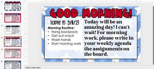 PATRIOTIC Daily Slides Template for 9/11, Veteran's Day, Memorial Day