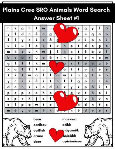 Plains Cree SRO Animals Word Search No Prep by Two-Spirit Teaching ...