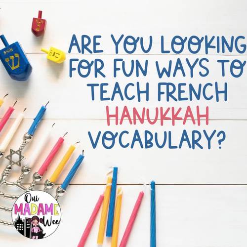 French Vocabulary Word Wall Cards - HANUKKAH // Hanoukkah by Oui Madame Wee