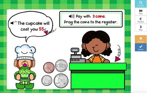 Counting Coins to 100¢ - Leprechaun Bakery (BOOM CARDS) by Tong Stevens