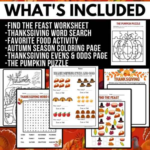 Thanksgiving Activities Bundle → No Prep Printable Worksheets | TpT