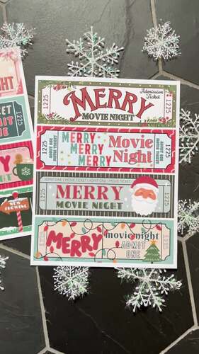 Printable Merry Movie Night Tickets | Christmas Movie Night Instant ...