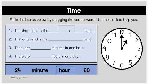 DIGITAL Telling Time Activities - Hour and Half Hour by Engage and Ignite