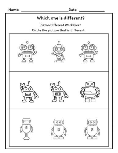 Same & Different Worksheets | Size Comparison Activities for Kindergarten