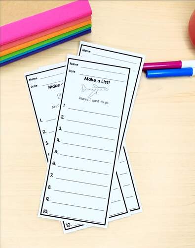 Writing Activities for Writing Centers List Writing Activity BUNDLE