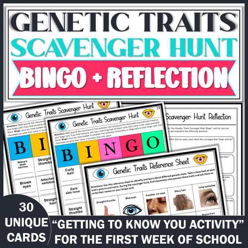 Genetic Traits Classmate Scavenger Hunt Bingo | Getting to Know You ...
