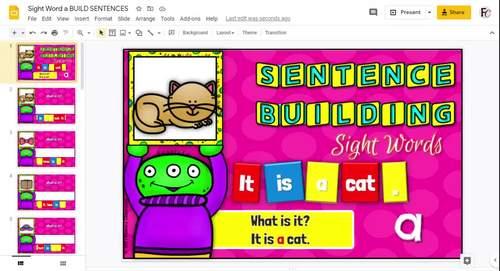 Sight Word a BUILD SENTENCES ESL Digital Google PowerPoint by Fluency ...