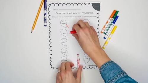 Contraction Hearts | Valentine’s Day | No-Prep Worksheets | TPT