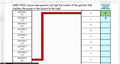 Absolute Values of Integers Matching Activity (Digital + Printable)