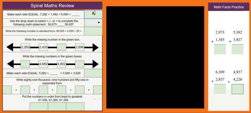 NO Prep - Spiral Math Review Bundle for 3rd or 4th Grade - Week 9