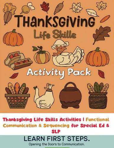 Thanksgiving Life Skills & Lang Activities Functional Communication, WH ...