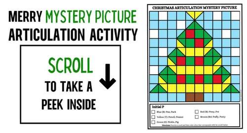 Christmas Articulation Mystery Picture: P, B, T, D by Jennie's Speech Room