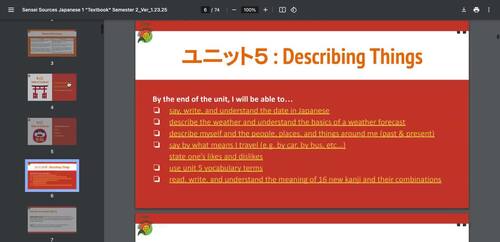 Sensei Sources Japanese 1 Semester 2 High School Course Material Handbook