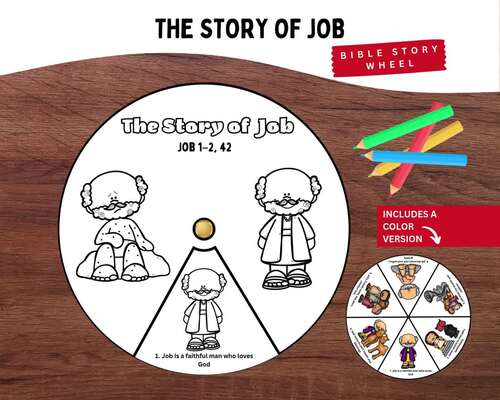 Story of Job Coloring Wheel | Job 1–2 & 42 Printable Bible Craft for ...
