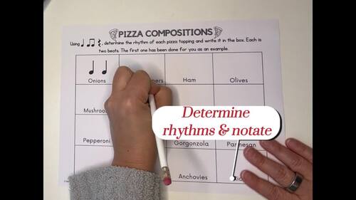 Pizza-Themed Rhythm Composition Packet (Print & Go) for Elementary Music