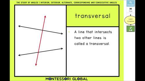Montessori Geometry | Relationship of Angles | 2 Lines | PowerPoint ...