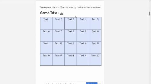 4x4 Bingo Template Editable | Bingo Template | Blank Bingo Board and Cards