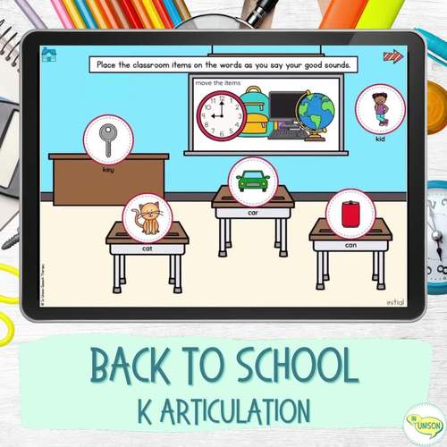 Back to School Articulation Boom Cards™ K Sound by In Unison Speech Therapy