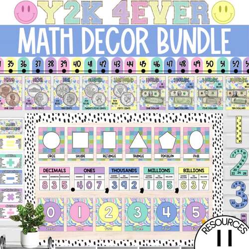 Pastel Math Posters and Displays / Math Bulletin Board / Y2K Classroom ...