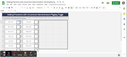 Adding Fractions With Uncommon Denominators Mystery Puzzle (Digital)
