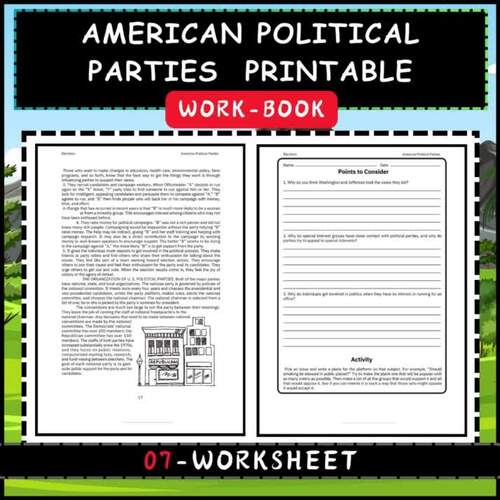 American Political Parties Printable by Lib Anatomy school | TPT