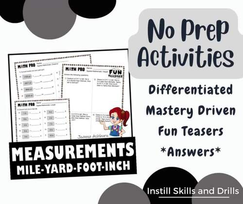 Customary Length Conversions and Measurement Word Problems Worksheets