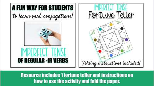 Regular French IR Verbs Imperfect Tense - Fortune Teller - Cootie Catcher