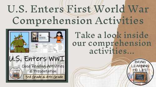 United States Enters WW1 Close Reading Comprehension Activities | 3rd ...