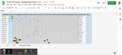 Pixel Art Math - Donut - Multiplication Facts - 1 Times Table | TPT