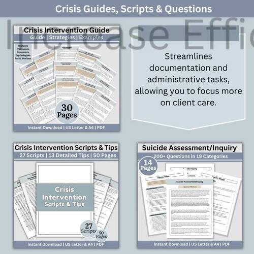 Therapist Planner for Crisis Intervention Suicide Assessment, Cheat Sheet