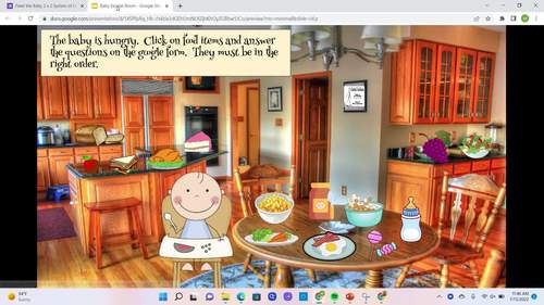 Feed the Baby (Digital Activity) 2x2 Systems of Equations Activity
