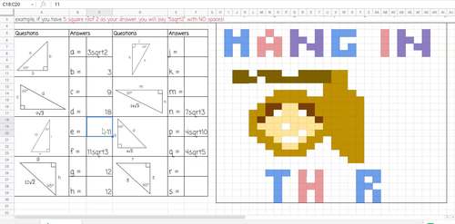 Geometry Special Right Triangles Digital Pixel Art (Hard Copy Included)