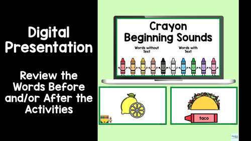 Crayon Beginning or Initial Sound Match Digital Phonemic Awareness Activity