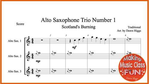 Alto Saxophone Trio Number 1 Scotland's Burning Beginning Band Round