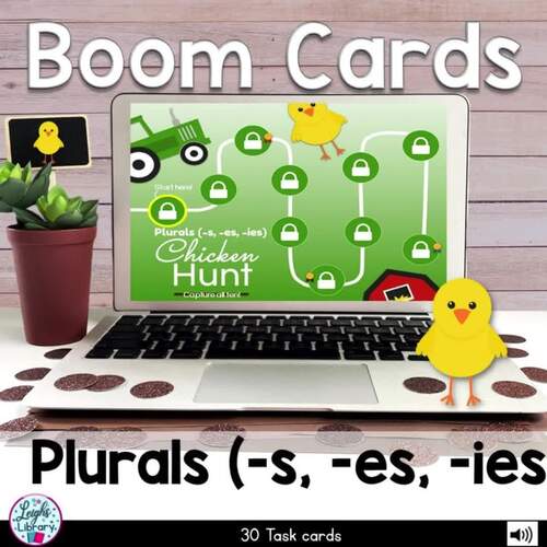 Boom Cards™ Plurals -s, -es, -ies Chick Hunt by Leigh's Library | TPT