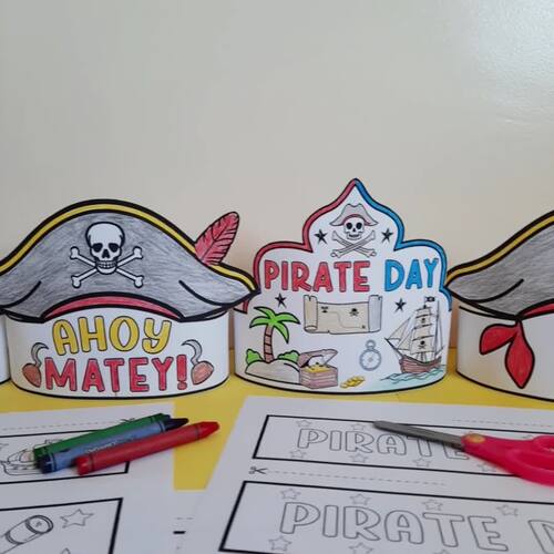 Pirate Day Hat Crown Craft, Talk Like a Pirate Day Coloring Pages ...