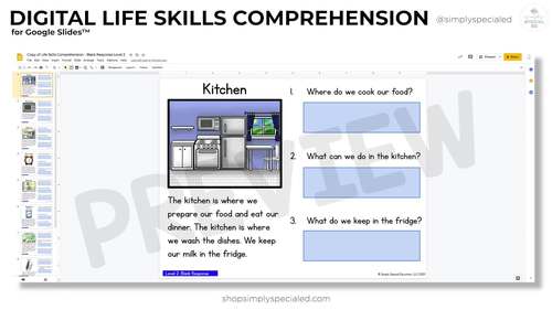 Life Skills Leveled Comprehension Bundle (Comprehension for Special ...