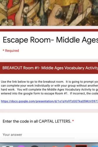 Middle Ages Digital Escape Room, Breakout Room Test Prep, Digital