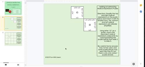 Adding & Subtracting Radical Expressions Puzzle (Digital & Hardcopy ...
