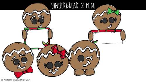 Gingerbread clip art Set 2, Christmas clip art, Cookie clip art Mini