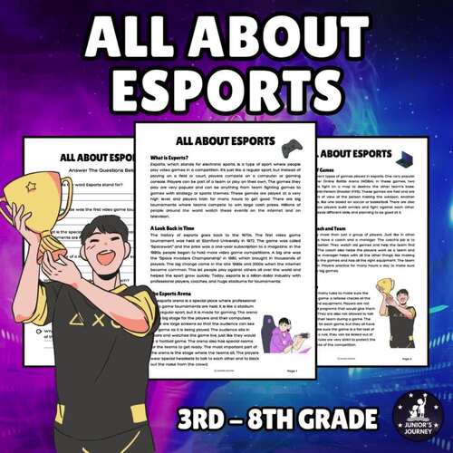 Esports Reading Comprehension | Informational Worksheet | Grades 3 - 8