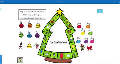 CHRISTMAS HOLIDAY TREE, DIGITAL BOOM CARDS, ARTICULATION by SLP Britt