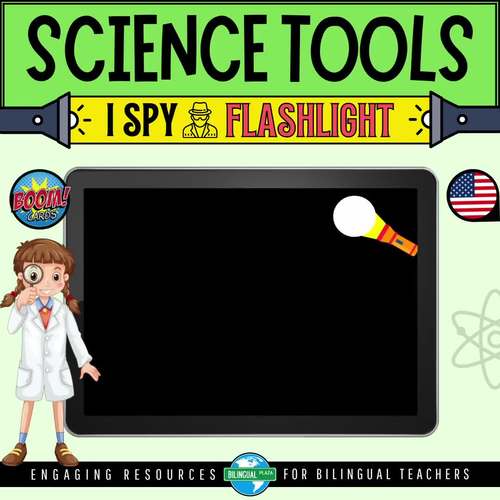 Boom Cards™ SCIENCE TOOLS I Spy Flashlight Game Bilingual Bundle