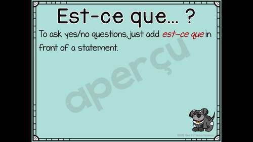 French question words PowerPoint™️ GOOGLE SLIDES™️ MOTS INTERROGATIFS