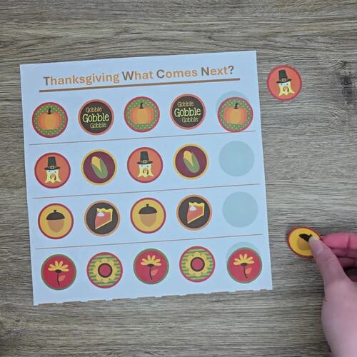 Thanksgiving What Comes Next Pattern Activity by HH Fun and Learning