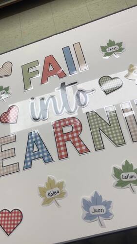 Fall Into Learning Bulletin Board Kit | All Grades | Gingham Fall ...