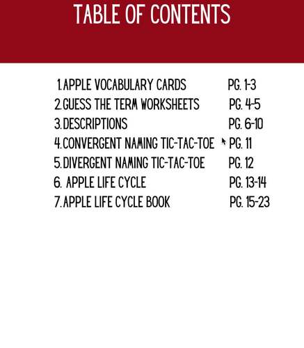 Apple Vocabulary/Life Cycle by Campout In Speech | TPT