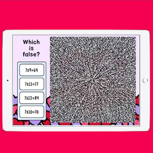 Valentine multiplication SEVEN times tables true or false puzzle | Boom ...