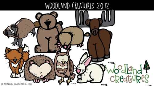 Woodland creatures clip art 2012, forest animals COLORED Version